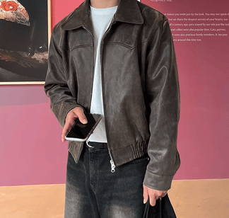 RT No. 11274 OLD BROWN RODEO LEATHER ZIP-UP JK – REALTAKAI