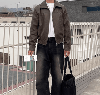 RT No. 11274 OLD BROWN RODEO LEATHER ZIP-UP JK – REALTAKAI