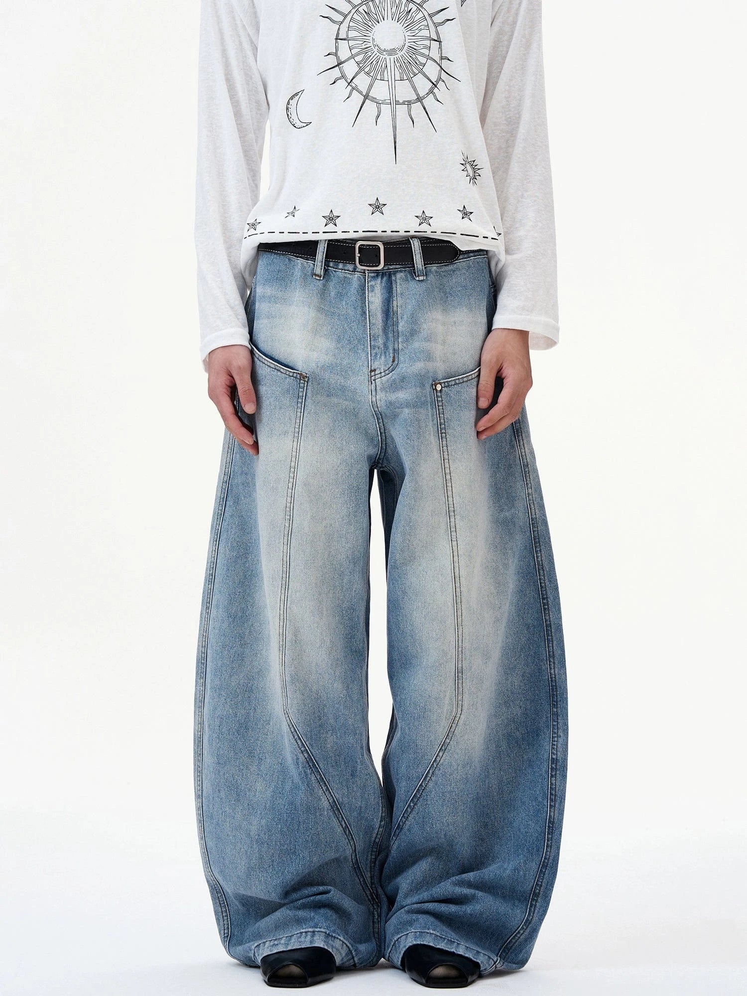 RT No. 32821 RECONSTRUCTED WASHED SCIMITAR JEANS – REALTAKAI
